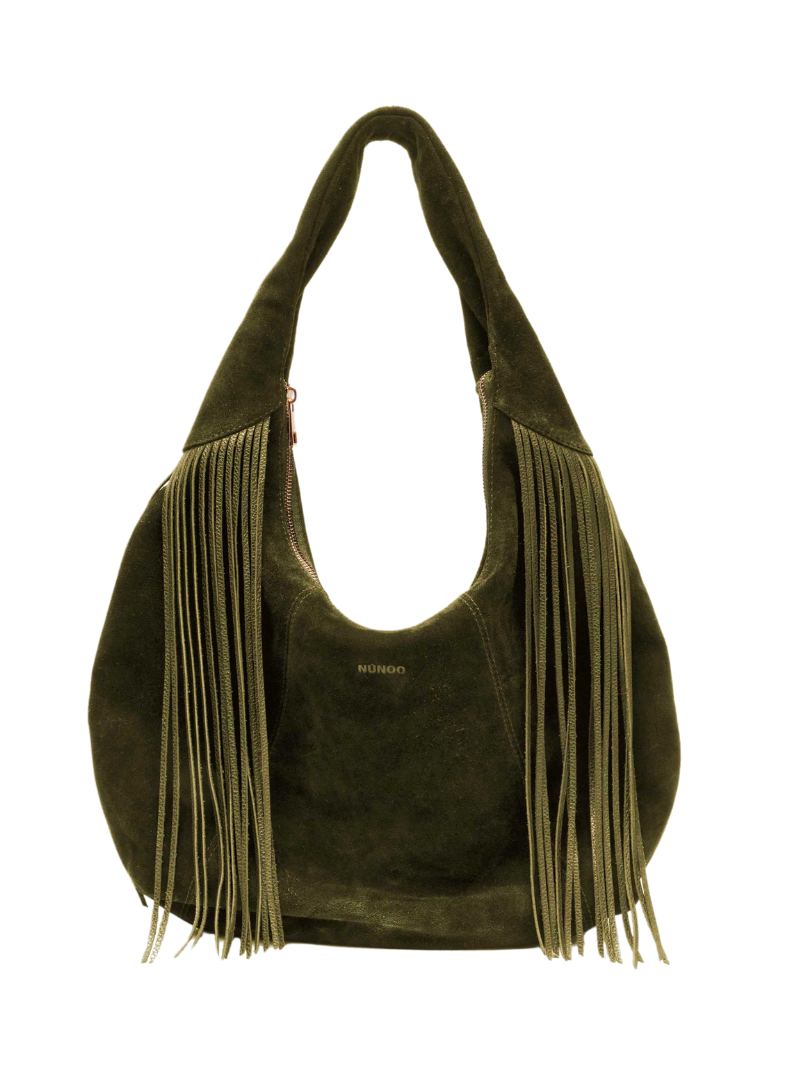 Gabi Suede Fringe Dark Olive w. Gold – Ferent Bags